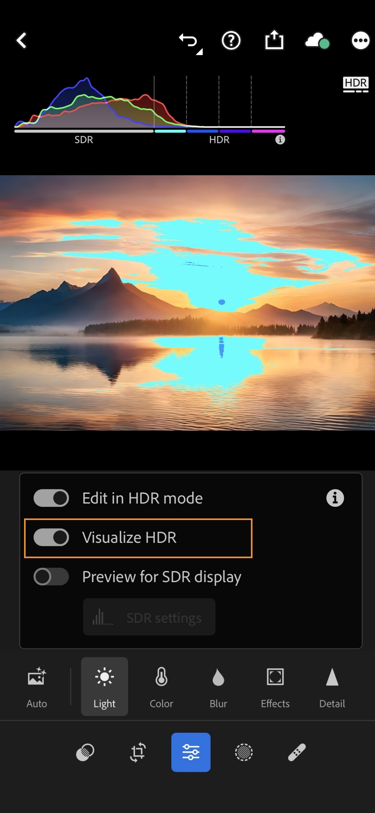Optimize HDR photos in Lightroom for mobile (iOS)